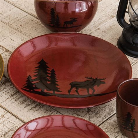 Moose And Bear Lodge Stoneware Dinnerware Collection Black Forest