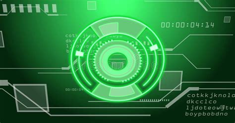 Futuristic Green Hud Interface Image With Rotating Elements And Digital