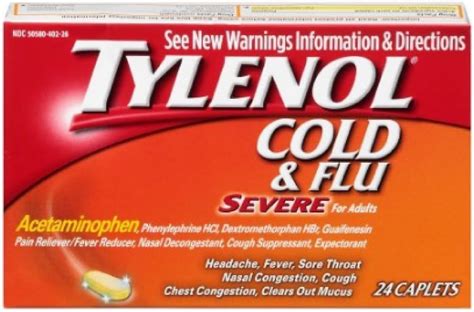 Tylenol Cápsulas De Medicina Grave Para El Resfriado Y La