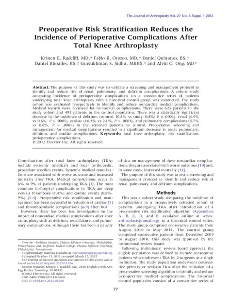 Pdf Preoperative Risk Stratification Reduces The Incidence Of