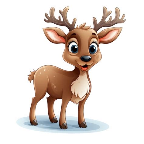 Cerf De Dessin Animé Avec De Grands Yeux Et De Grandes Cornes Debout