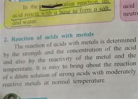 Acid Reacts With A Base To Form A Salt Acid And Water Reaction Of Acl