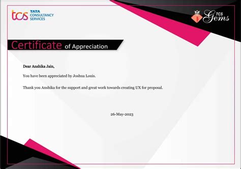 Anshika Jain On Linkedin Tcs Tcsgems Appreciation Gems