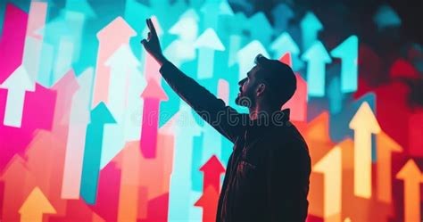 A Person Is Pointing At A Graph On A Computer Screen Stock Photo