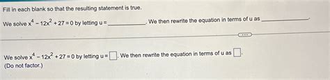 solved fill in each blank so that the resulting statement is