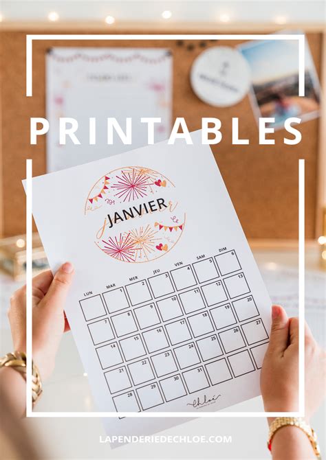 Calendrier janvier à imprimer La Penderie de Chloé blog lifestyle