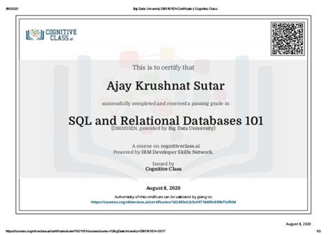Ajay Sutar On Linkedin Sql Cognitiveclass