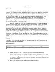 Soil LAB Soil Lab Report Introduction Most People Think Of Soil Being Just Plain Dirt