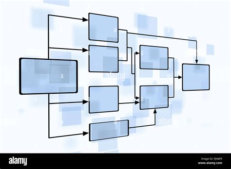 Abstract Businessl Blue Flow Chart On Bright White Background Stock Photo Alamy