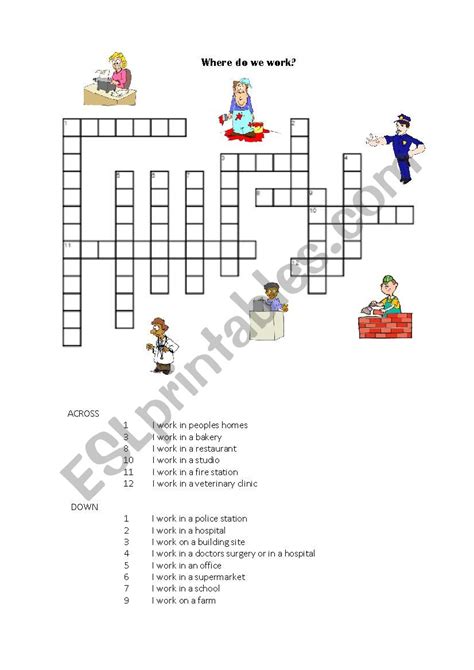 Occupations Crossword Esl Worksheet By Fairytalefan