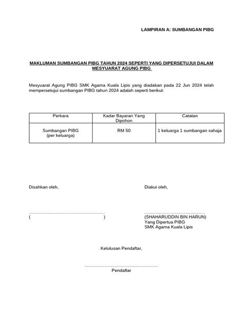 Surat Minta Duit Sumbangan Pibg 2024 Pdf