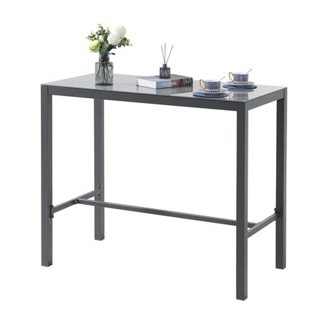 Oc Orange Casual 47 Rectangular Aluminum Patio Bar Table With Tempered