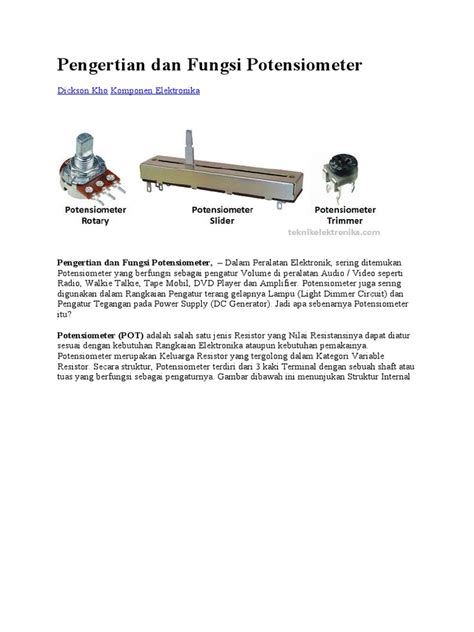 Pengertian Dan Fungsi Potensiometer Pdf