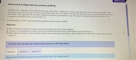 Solved Check My Work Exercise 6 2 Algo Service Revenue