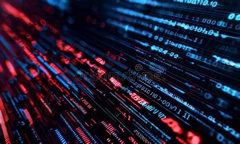 Dark Abstract Tech Background With Red And Blue Binary Numbers Creating A Sense Of Motion And