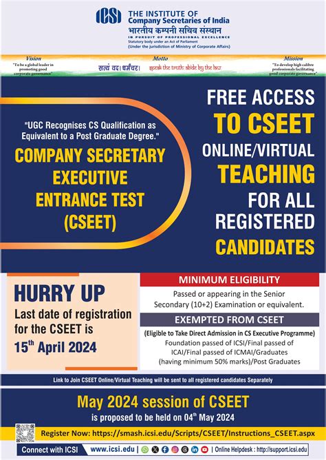 Icsi Cseet Registration For May 2024 Session Begins At Check Minimum Eligibility