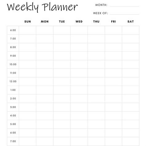 Editable Weekly Calendar Printable Digital Download Pdf Vertical Simple