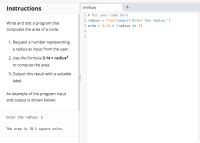 Answered Instructions Circle Py Put Your Code Here Radius Float Input Enter The