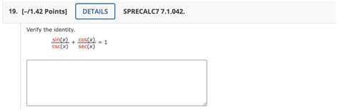 [solved] 1 42 points] sprecalc7 7 1 042 verify the ide
