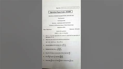 ma3151 matrices and calculus question january 2022 regulation 2021