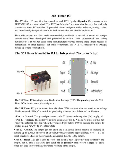 The 555 Timer Ic An 8 Pin Mini Dip Chip For Generating Time Delays