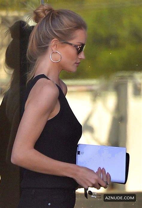 Rosie Huntington Whiteley Braless In A Black Outfit In Beverly Hills