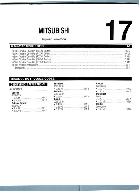 Decoding Diagnostic Trouble Codes Dtcs For Mitsubishi Endeavor 2004 2010