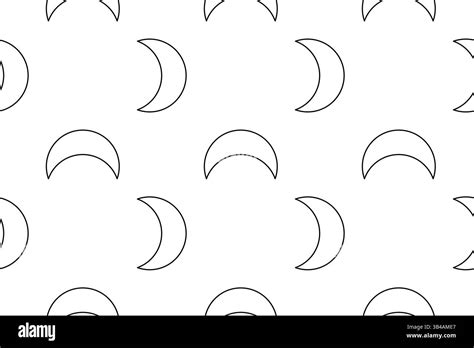 Monochrome Seamless Pattern Coloring Page Featuring A Lunar Cosmic Night Sky Dotted With
