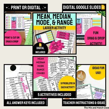 Mean Median Mode Range Notes And Activities BUNDLE By The Mix And Match Class