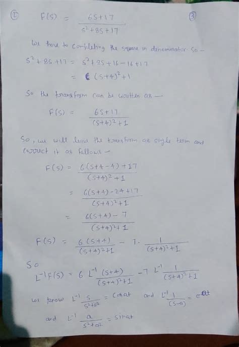 Solved Find The Inverse Laplace Transform Using The Given Method