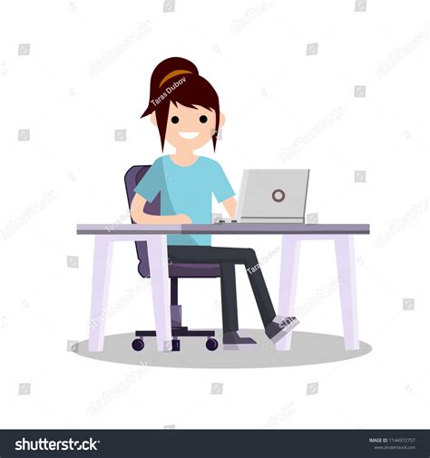 Programmer Freelance Girl Sitting On Chair Stock Illustration 1144972757 Shutterstock