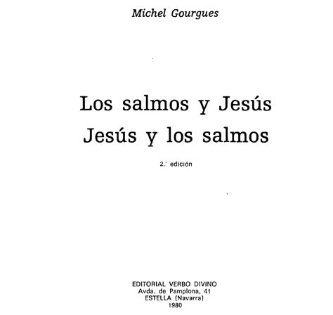 Los Salmos Y Jesús Jesús Y Los Salmos Michel Gourgues Nicolás