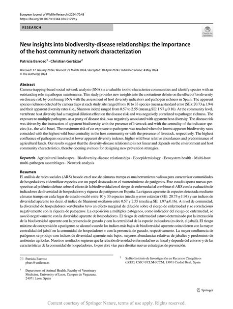 Pdf New Insights Into Biodiversity Disease Relationships The