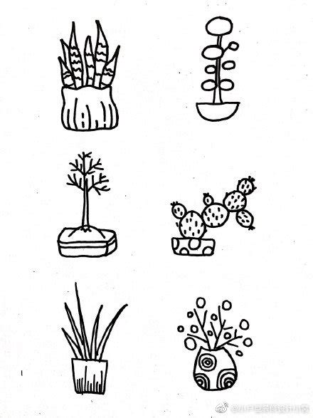 盆栽植物花盆简笔画手绘手账素材 Cr 教画画的沈老师简笔画花盆盆栽新浪新闻