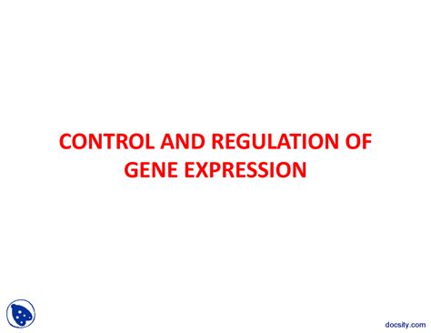 Control And Regulation Of Gene Expression Cell Biology Lecture Slides