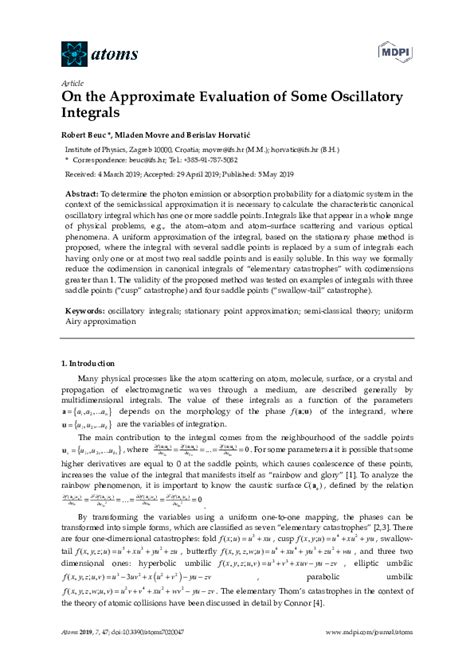 Pdf On The Approximate Evaluation Of Some Oscillatory Integrals