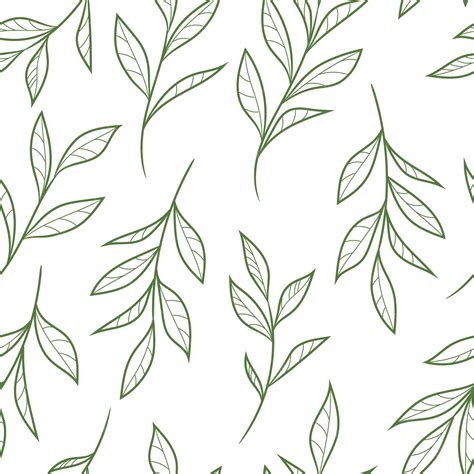 Premium Vector Natural Leaf Vector Pattern With Hand Drawn Leaves