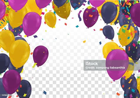 파티와 축하를 위해 날아가는 생일 풍선 배경에 격리된 메시지를 위한 공간 공휴일에 대한 스톡 벡터 아트 및 기타 이미지