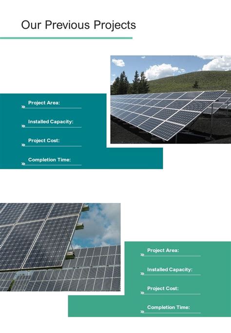 Our Previous Projects Solar Proposal Template One Pager Sample Example