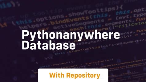 Pythonanywhere Database Youtube
