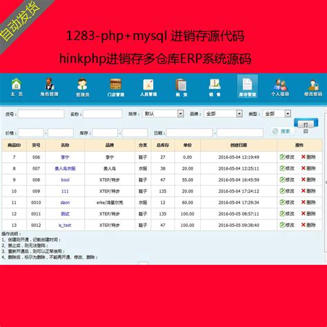 1283 Phpmysql 进销存源代码 Thinkphp进销存多仓库erp系统源码 源码海洋网