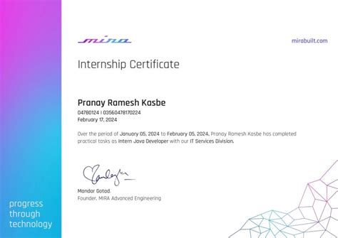 Pranay Kasbe On Linkedin Javadeveloper Internship Gratitude