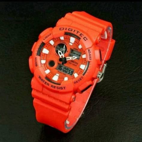 Jam Tangan Digitec DG Merah Wanita Cewek Dual Time Analog Digital Murah Original Best Seller
