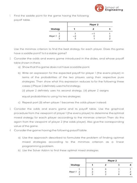 Inope 4 Game Theory Exercises To Deliver Pdf