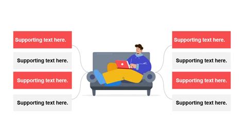 红色扁平8项ppt层次结构 Ppt模板下载