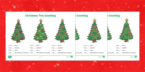 Christmas Tree Counting Worksheets Teacher Made