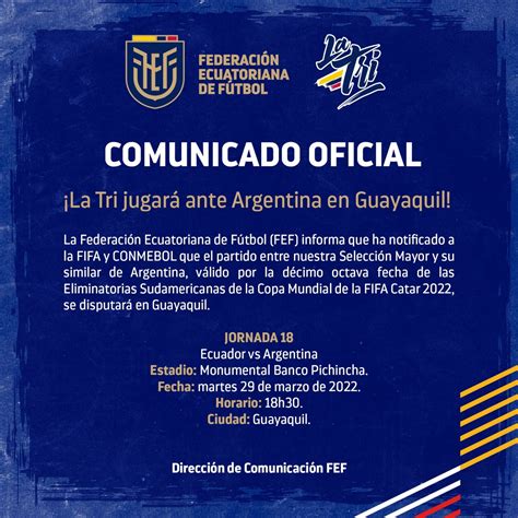 No se juega en Quito Buenas noticias para la Selección Argentina El
