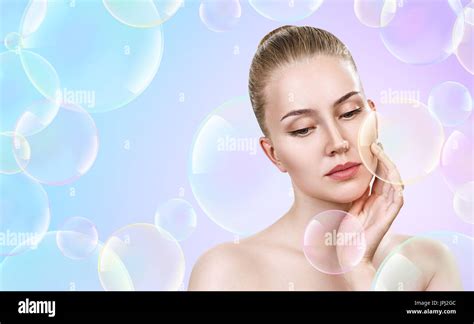Beautiful Sensual Woman In Soap Bubbles Stock Photo Alamy