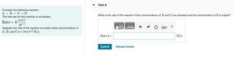Solved Consider The Following Reaction A B CD The Rate Law Chegg