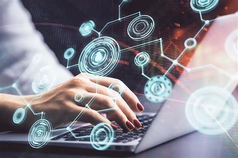 Premium Photo Double Exposure Of Woman Hands Typing On Computer And